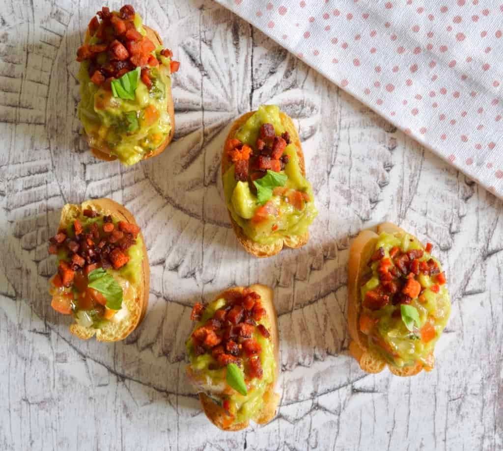 Tomato, Chorizo and Avocado Canapes (Gluten & Dairy Free)