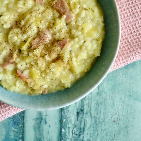 Leek & Bacon Risotto (Gluten Free, Dairy Free)